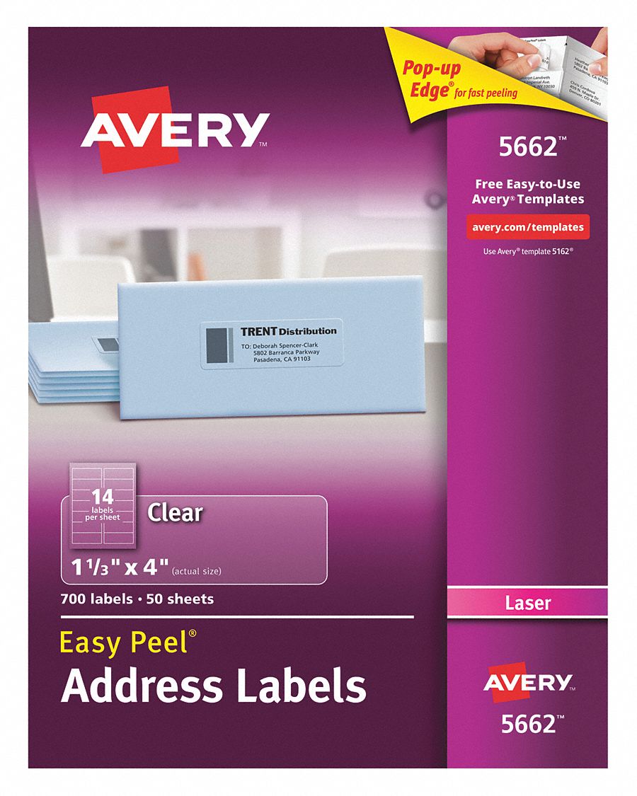 AVERY Laser Label 5 662 Avery Template Clear 1 1 3 In Label Ht 4 