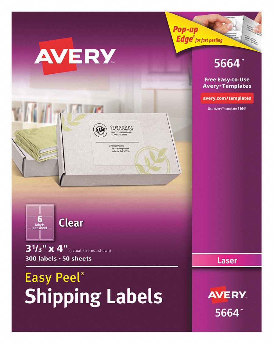 AVERY Laser Label 5 664 Avery Template Clear 3 1 3 In Label Ht 4 