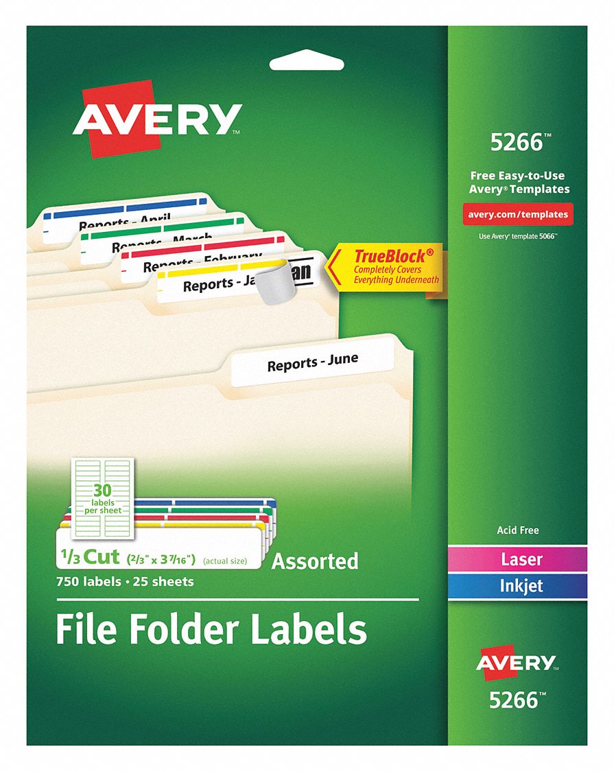 AVERY Laser Inkjet Label 5 266 Avery Template Blue Green Red White 
