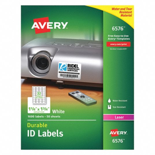 AVERY, White, 1 1/4 in Label Ht, Laser Label - 5NHN0|727826576 - Grainger