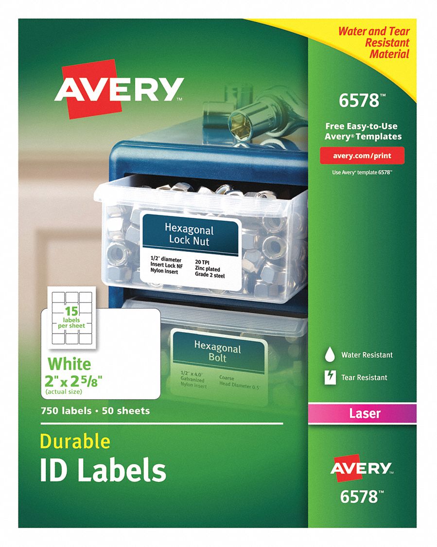 AVERY 6 578 Avery Template White Laser Label 5NHN2 727826578 