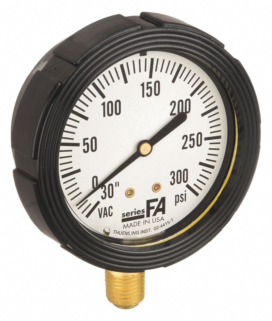 SPAN, 0 psi to 300 psi, LFS-210, Compound Gauge with Internal Seal ...