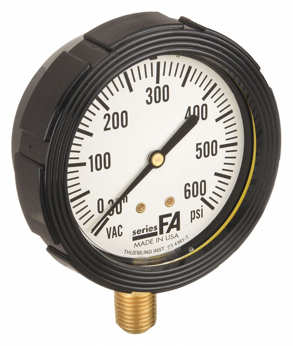 SPAN, 0 psi to 600 psi, LFS-210, Compound Gauge with Internal Seal ...