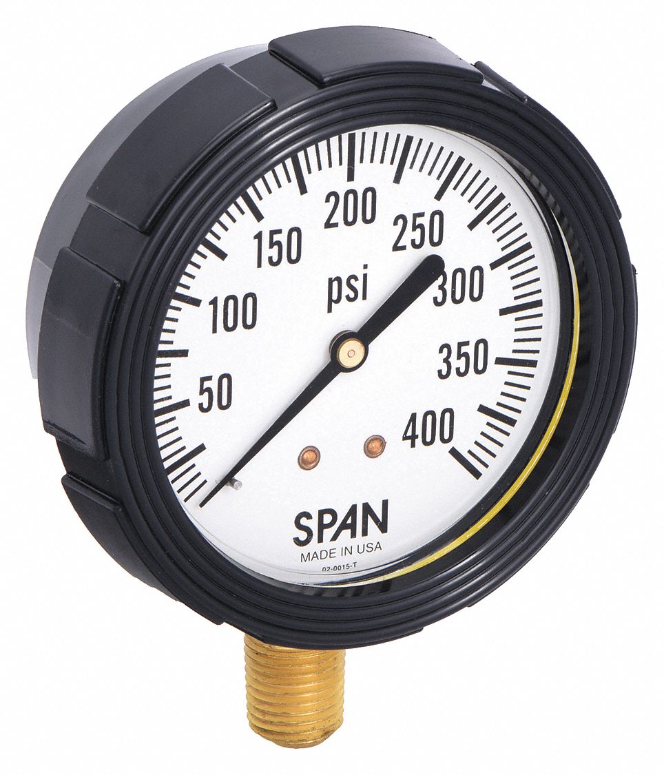 SPAN, 0 psi to 400 psi, LFS-210, Pressure Gauge with Internal Seal ...