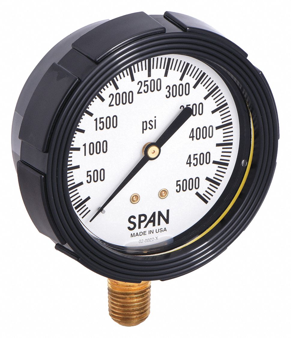 SPAN, 0 psi to 5,000 psi, LFS-210, Pressure Gauge with Internal Seal ...