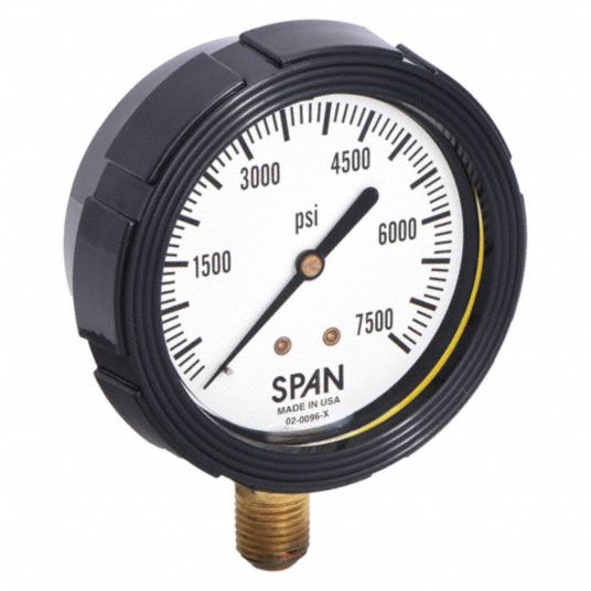 SPAN, 0 psi to 7,500 psi, LFS-210, Pressure Gauge with Internal Seal ...