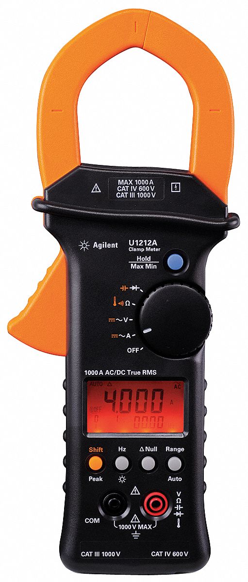 Clamp On Digital Clamp Meter, -328° to 2502°F Temp. Range, 2.0 in (51 ...