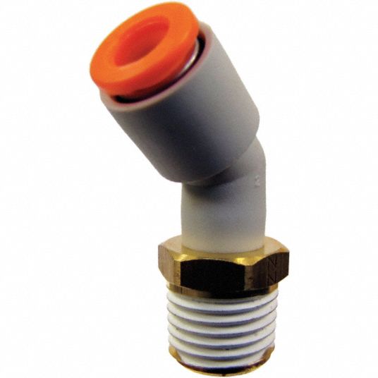 SMC Male Elbow, 45°, Tube Size 8mm - 5RTH2|KQ2K08-02S - Grainger