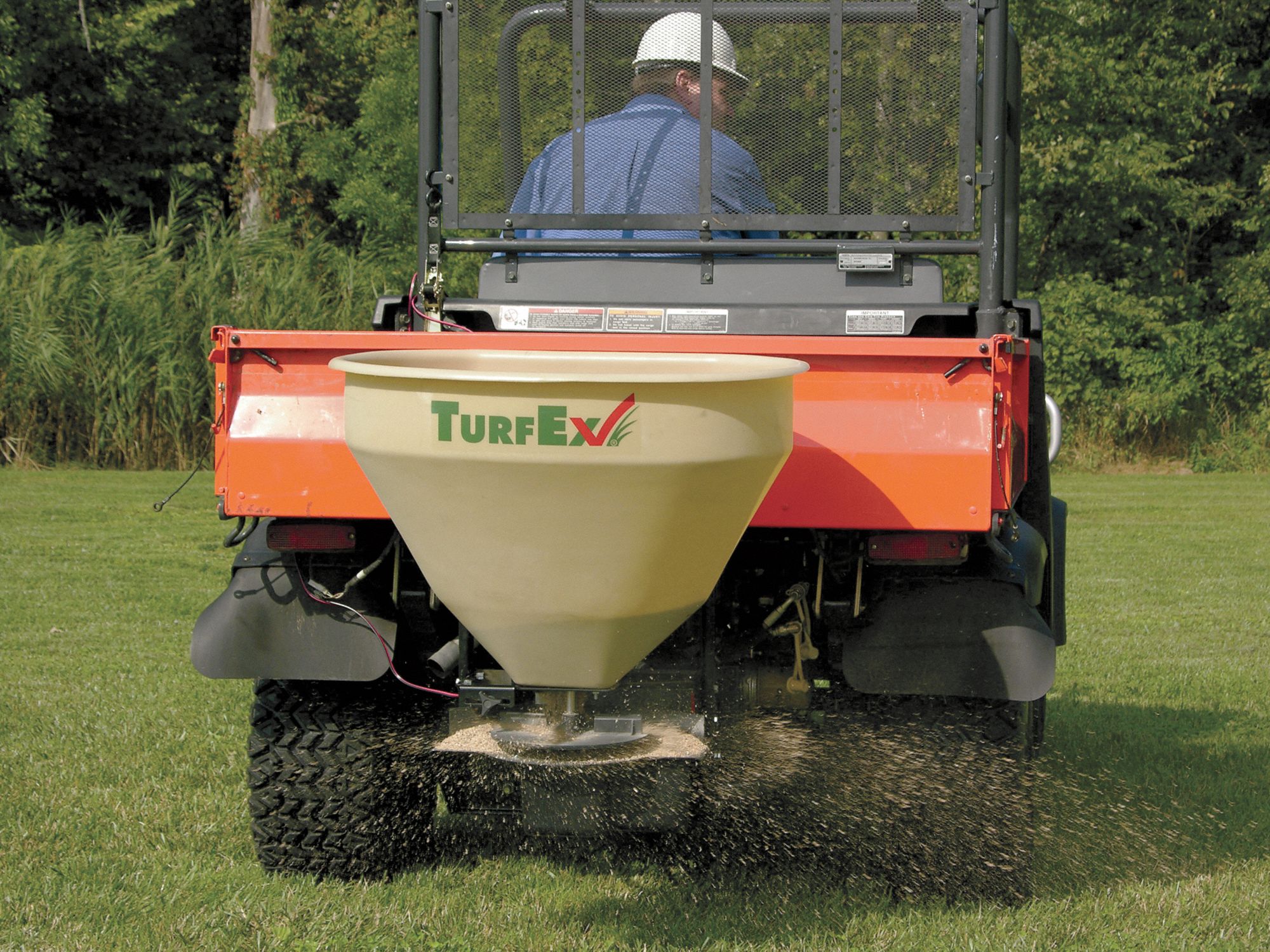 TURFEX Seed/Fertilizer Spreader, 240 lb Capacity, Frame Steel, Powder ...