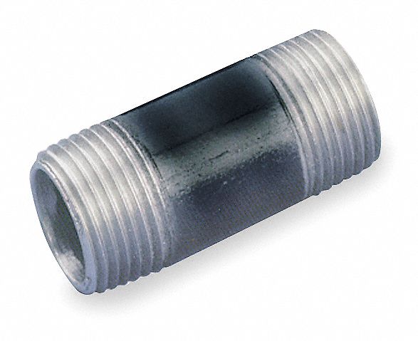 MUELLER Niple Galvanizado 1" Acero al Carbono, 9" Longitud General (Tubo), Cédula del Tubo 40 ...