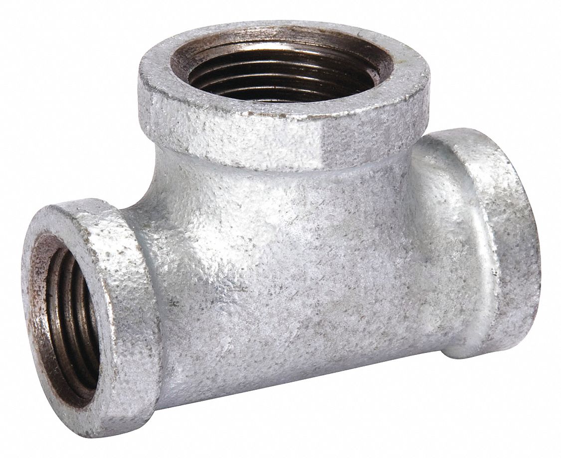 GRAINGER APPROVED Galvanized Malleable Iron Reducing Tee 1 X 1 2 X 1 