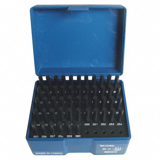 Pin Gage Set, Minus, 50 Pc, Shape Cylindrical, Nominal Size 0.011 to 0. ...