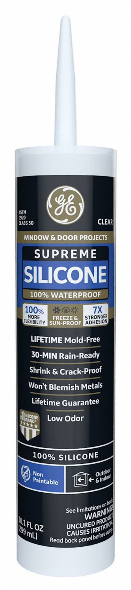 GE, Supreme Silicone, Clear, Silicone Sealant - 5PWD2|2814816 - Grainger
