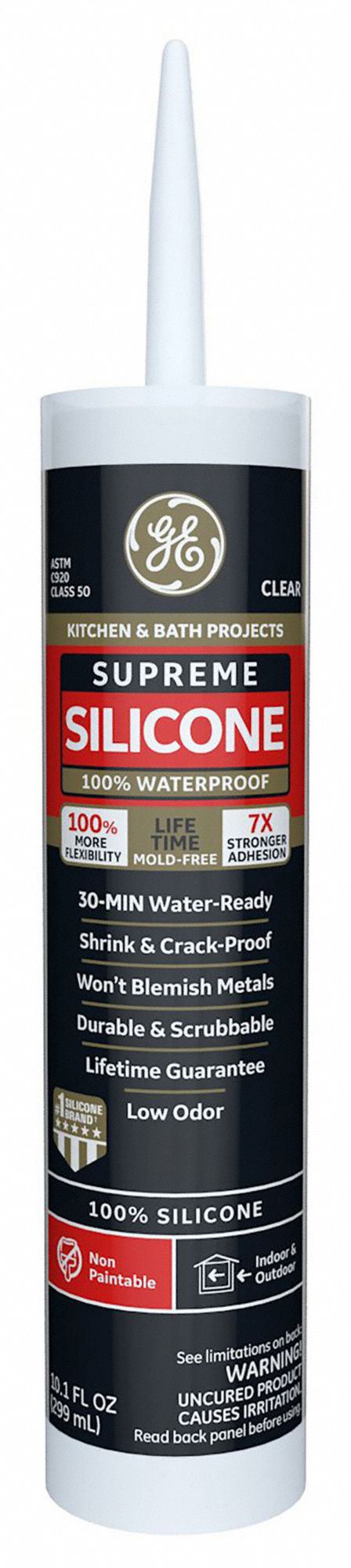 GE, Supreme Silicone, Clear, Silicone Sealant - 5PWD3|2822051 - Grainger