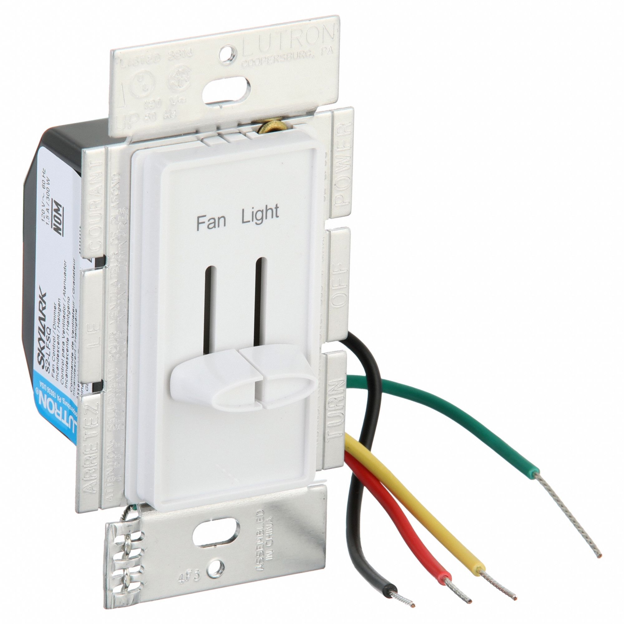 Rocker/Single Slide, SPST, Speed and Light Control - 5PWK3|S2-LFSQ-WH ...