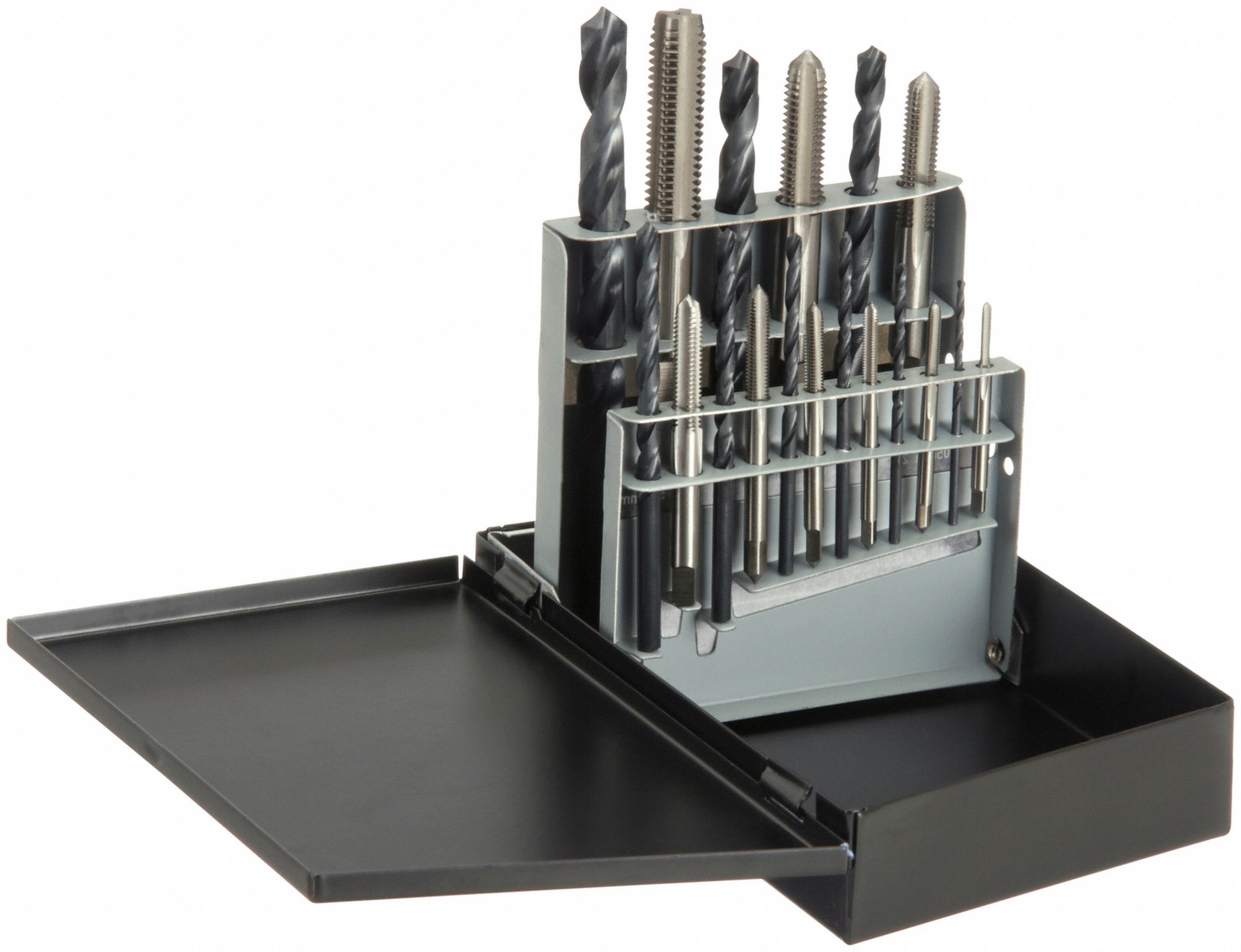 WESTWARD DRILL BIT & TAP SET, 18 PIECES, M2.5 SMALLEST THREAD SIZE, M12 ...