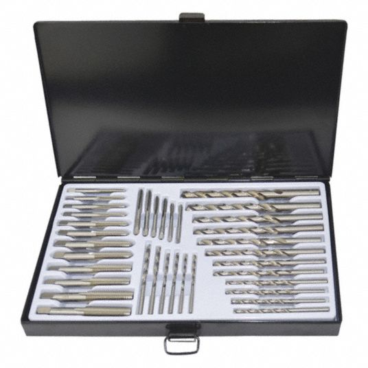 WESTWARD Drill Bit and Tap Set: 36 Pieces, #6 Smallest Thread Size, 1/2 ...