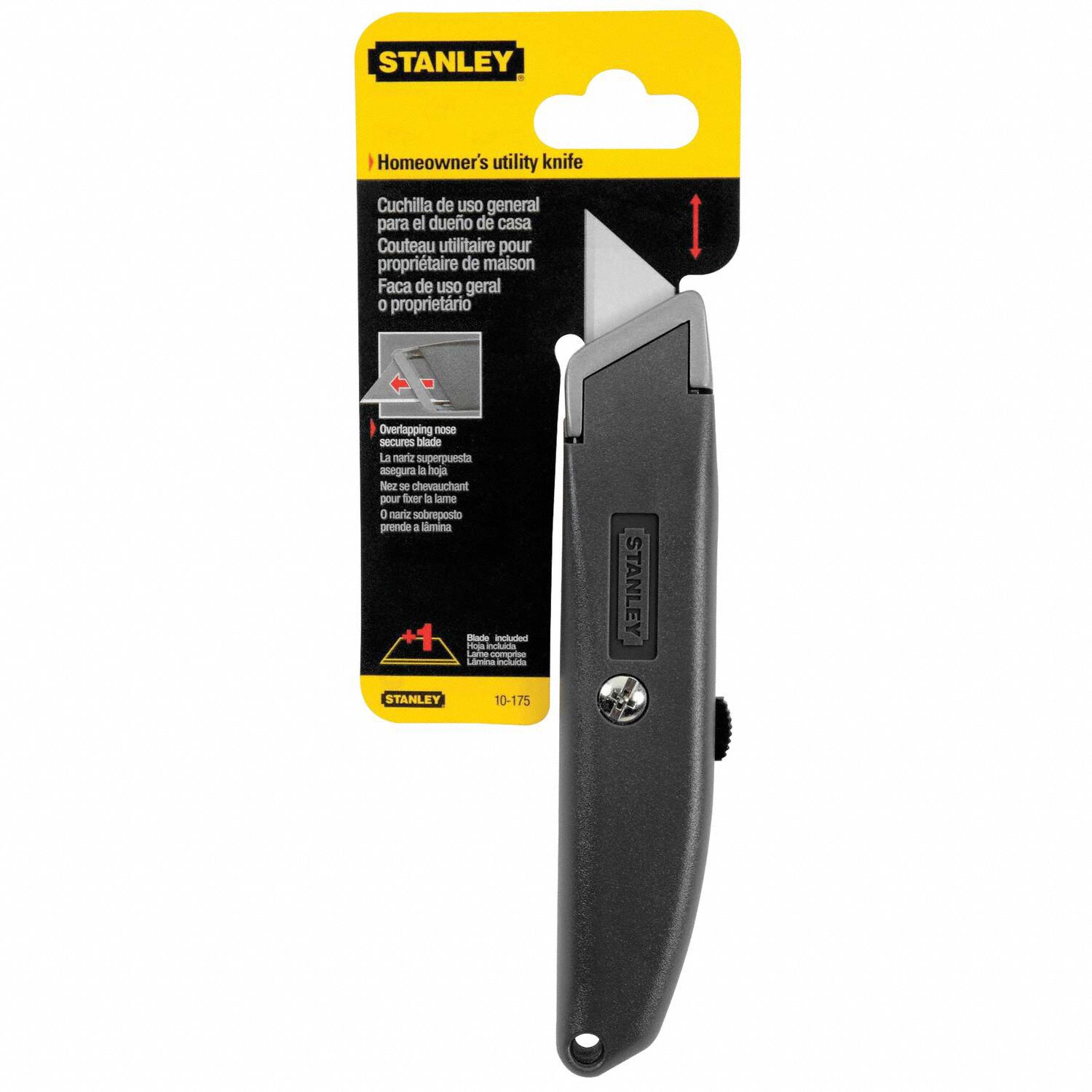 STANLEY Utility Knife: 6 in Overall Lg, Steel Std Tip, Plain, Plastic ...