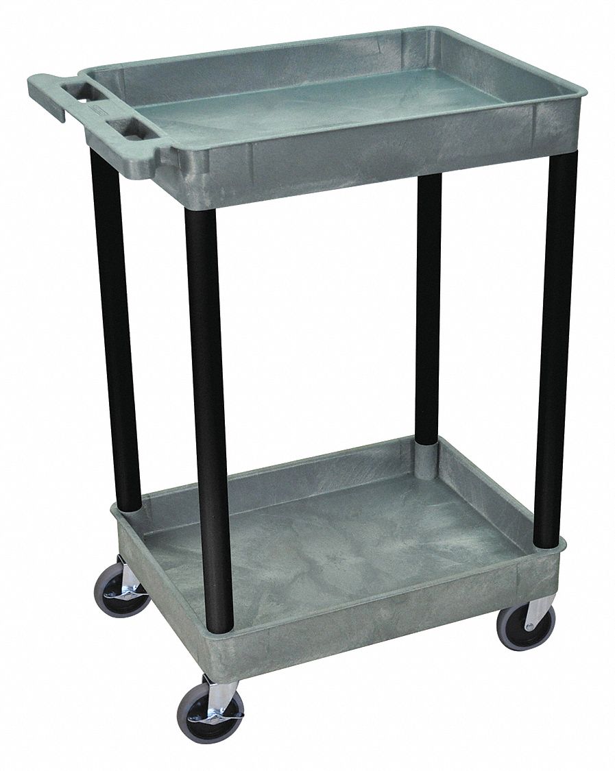 Flat Handle Utility Cart, 200 lb Load Capacity, Number of Shelves 2, 24 ...