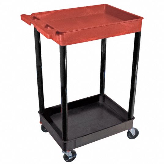 Flat Handle Utility Cart, 300 lb Load Capacity, Number of Shelves 2, 24 ...