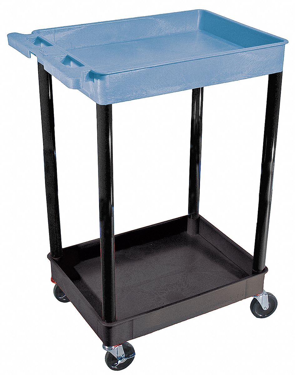 Flat Handle Utility Cart, 300 lb Load Capacity, Number of Shelves 2, 24 ...