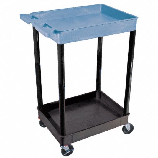 Flat Handle Utility Cart, 300 lb Load Capacity, Number of Shelves 2, 24 ...