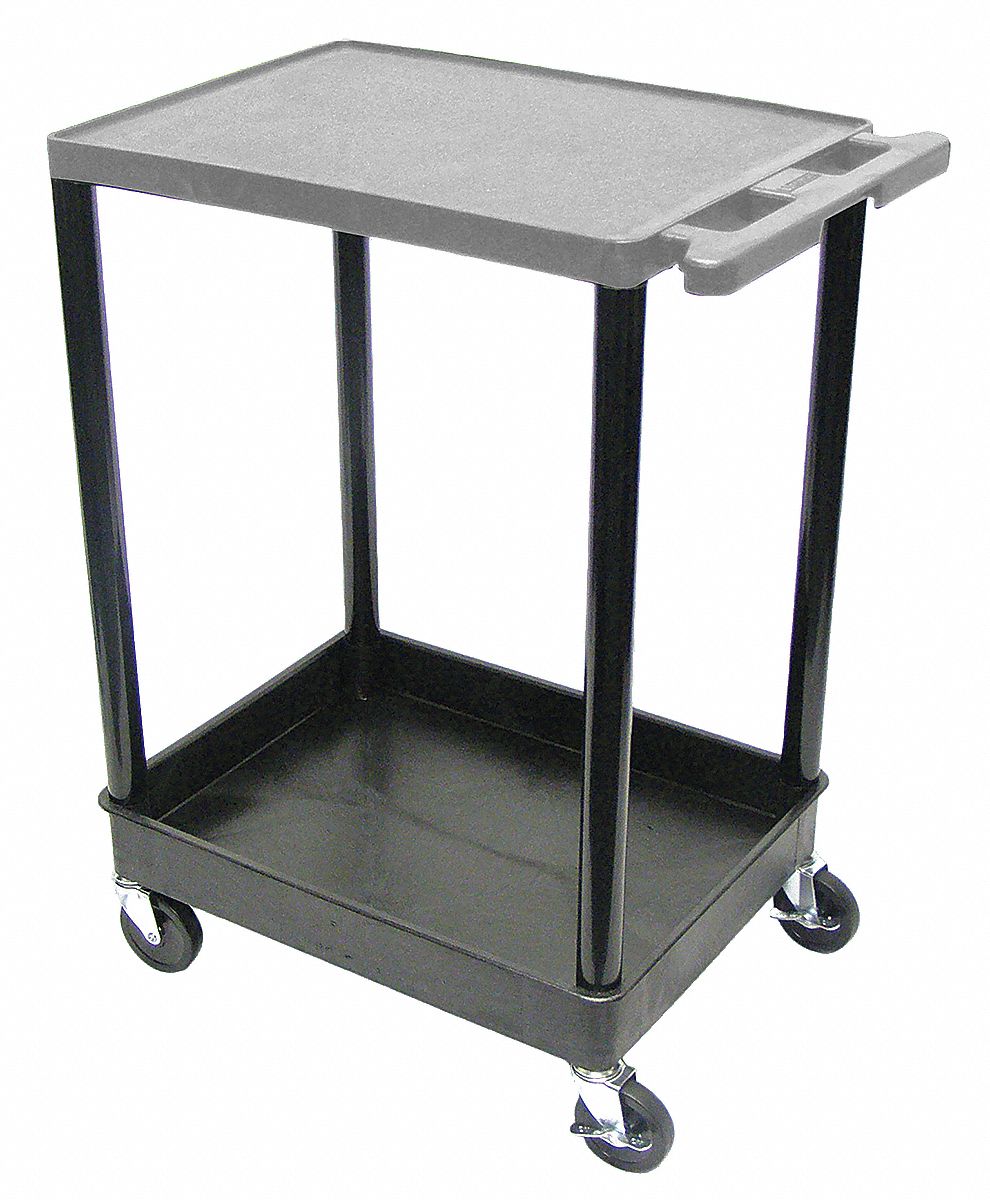 Flat Handle Utility Cart, 200 lb Load Capacity, Number of Shelves 2, 24 ...