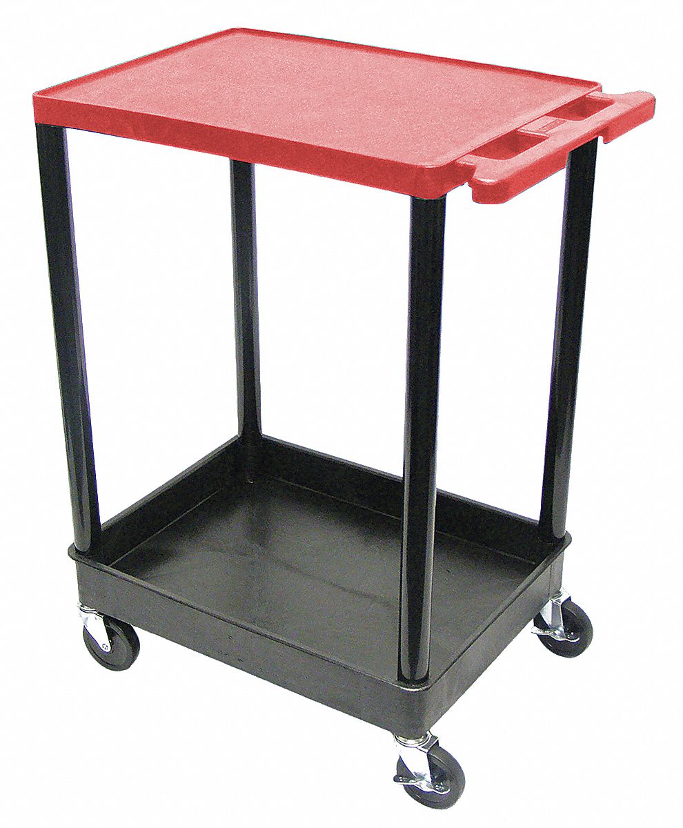 Flat Handle Utility Cart, 300 lb Load Capacity, Number of Shelves 2, 24 ...