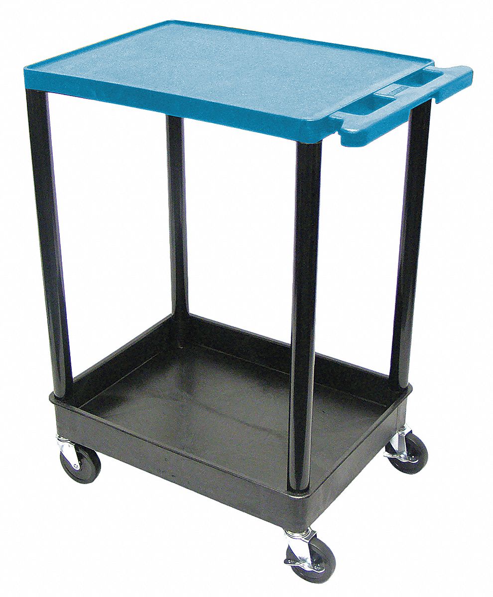 200 lb Load Capacity, Blue, Utility Cart with Deep Lipped & Lipped ...