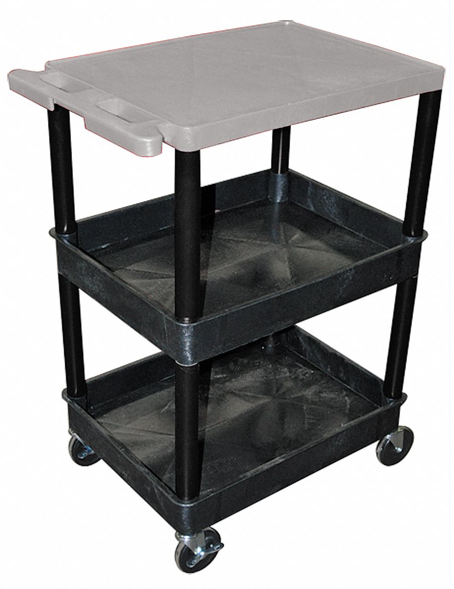 Flat Handle Utility Cart, 300 lb Load Capacity, Number of Shelves 3, 24 ...
