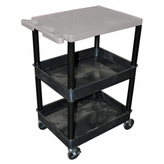 Flat Handle Utility Cart, 300 lb Load Capacity, Number of Shelves 3, 24 ...