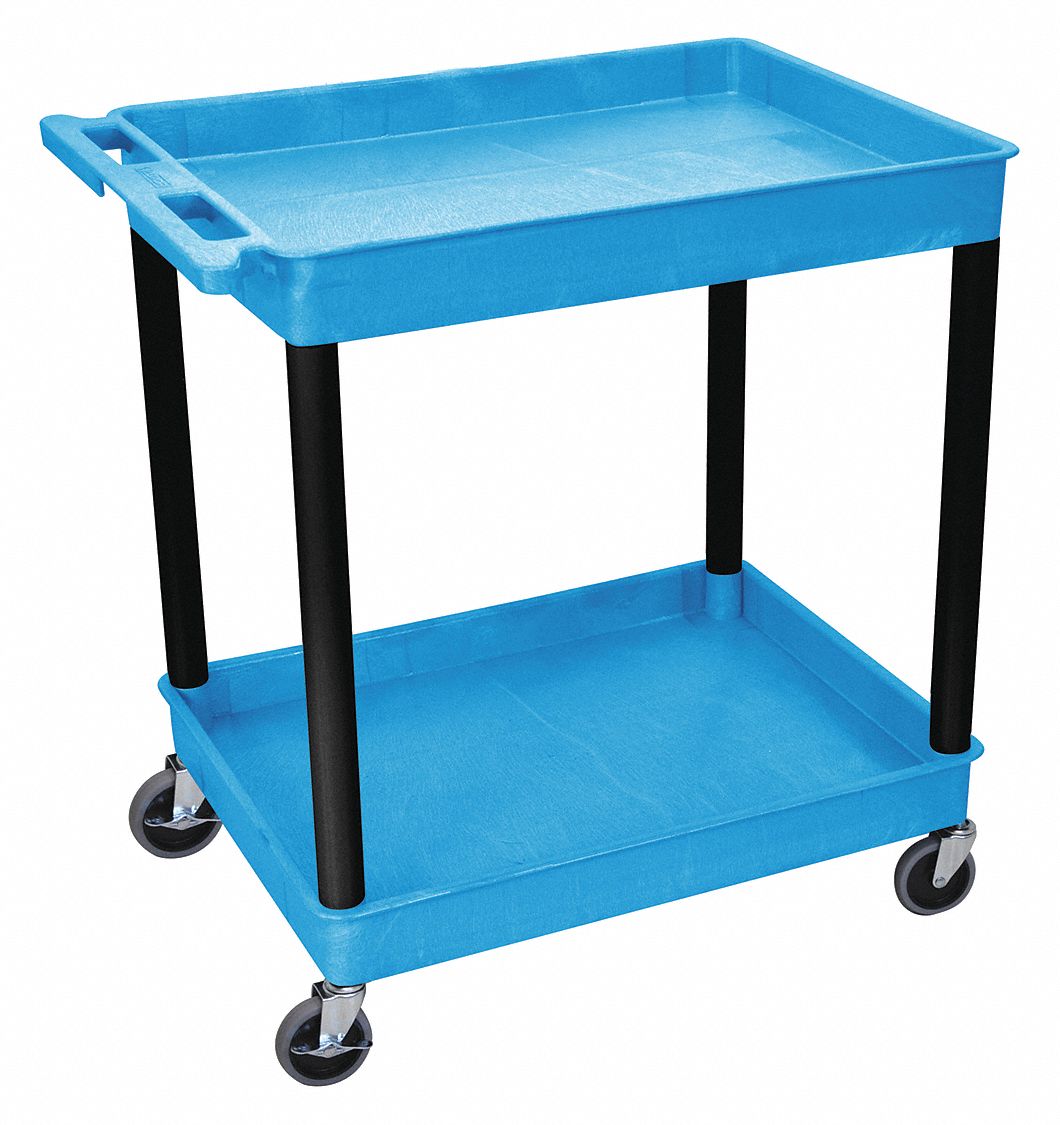 Flat Handle Utility Cart, 400 lb Load Capacity, Number of Shelves 2, 32 ...