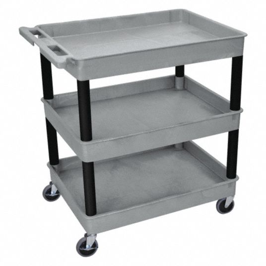 Flat Handle Utility Cart, 300 lb Load Capacity, Number of Shelves 3, 32 ...