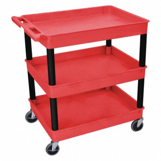 Flat Handle Utility Cart, 300 lb Load Capacity, Number of Shelves 3, 32 ...
