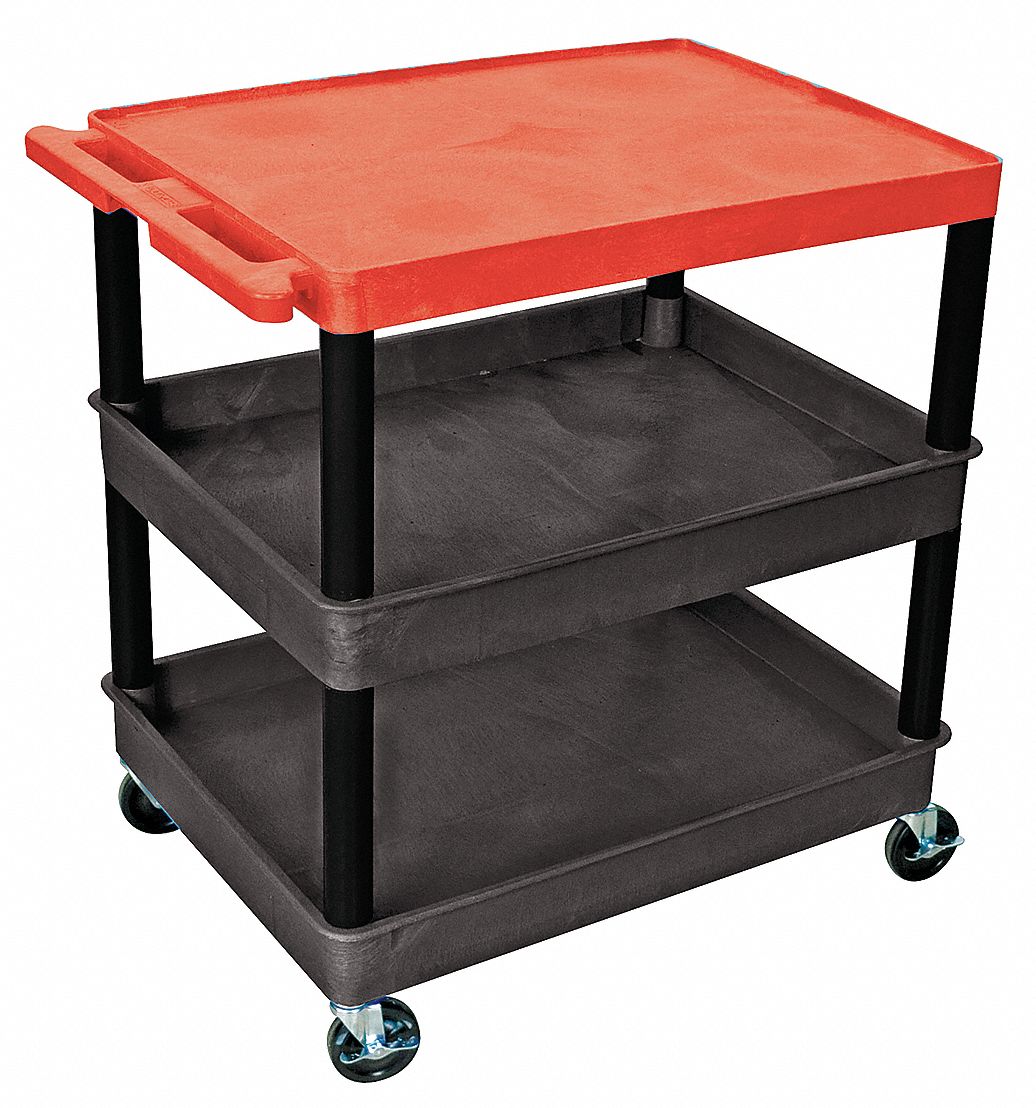 Flat Handle Utility Cart, 300 lb Load Capacity, Number of Shelves 2, 24 ...