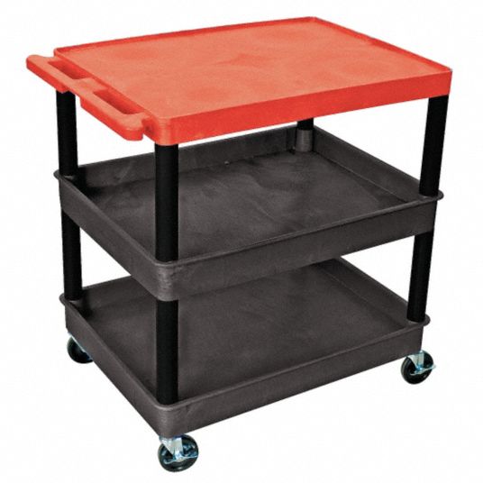 Flat Handle Utility Cart, 300 lb Load Capacity, Number of Shelves 2, 24 ...