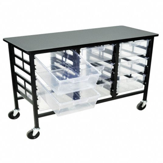 Mobile Bin Cart, 300 lb Load Capacity, Clear - Grainger