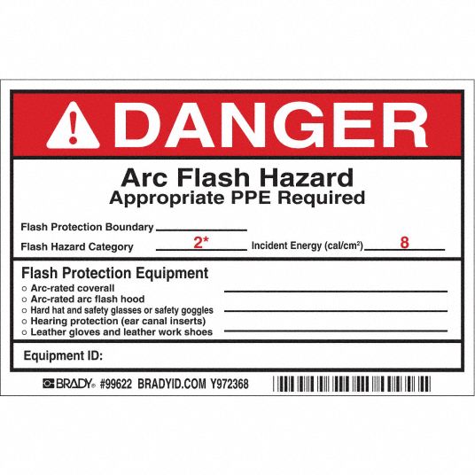 Arc Flash Protection Label, Instruction, English, Write On Vinyl with ...