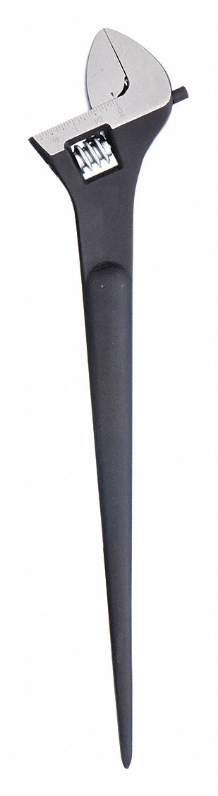 Adjustable Spud Wrench, Black Phosphate, Head Size 1 3/4 in - Grainger
