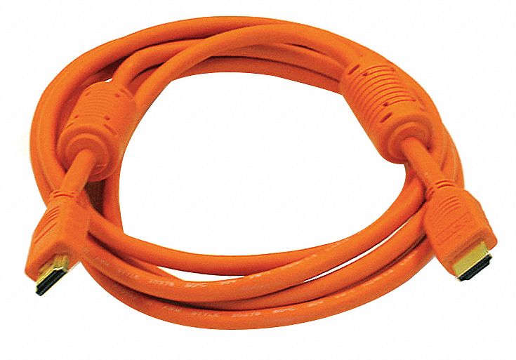 HDMI Cable, Orange, Length 10 ft, PVC Jacket Material, Connector Type ...