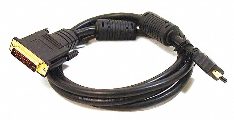 10 ft Projector Cable, HDMI to M1-D(P+D) Male, Black - Grainger