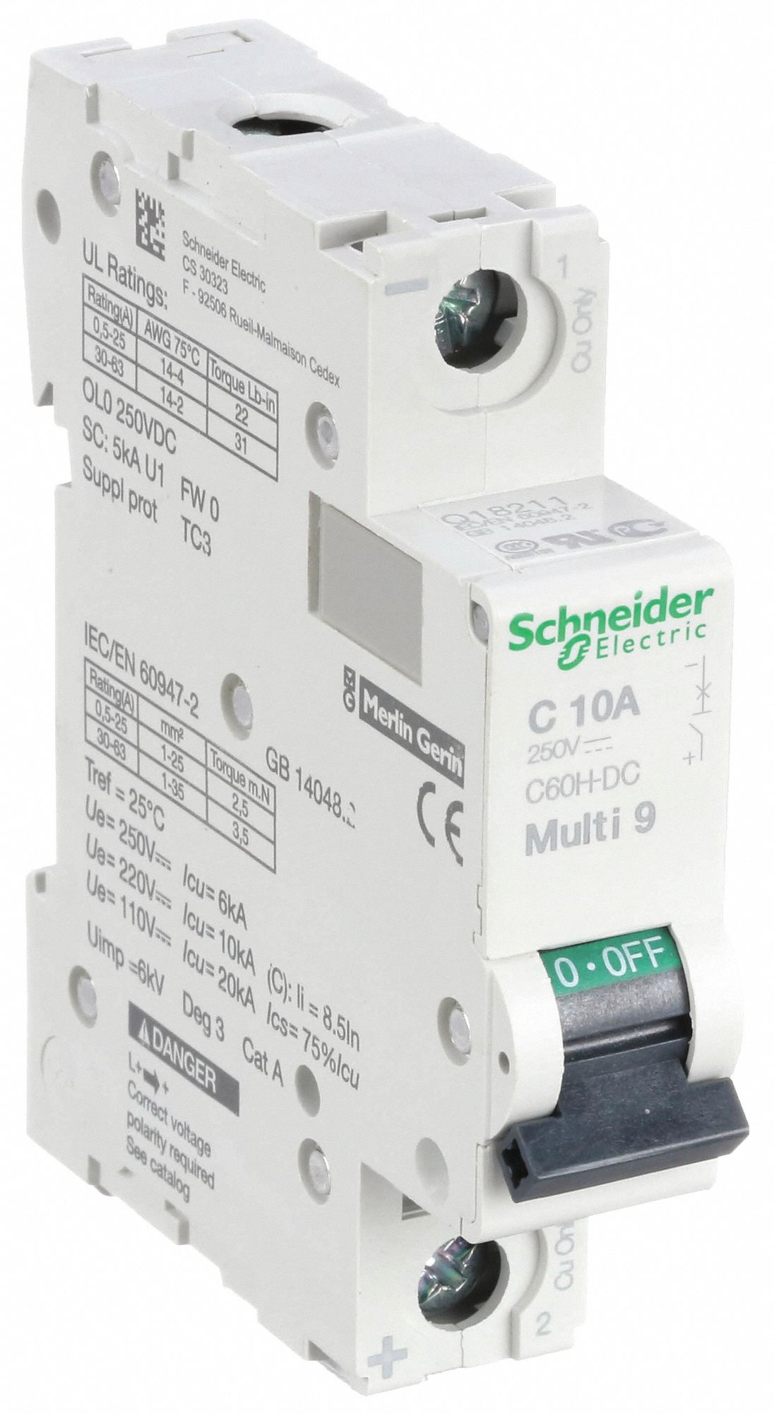 SCHNEIDER ELECTRIC, 10 A Amps, 250V DC, IEC Supplementary Protector ...