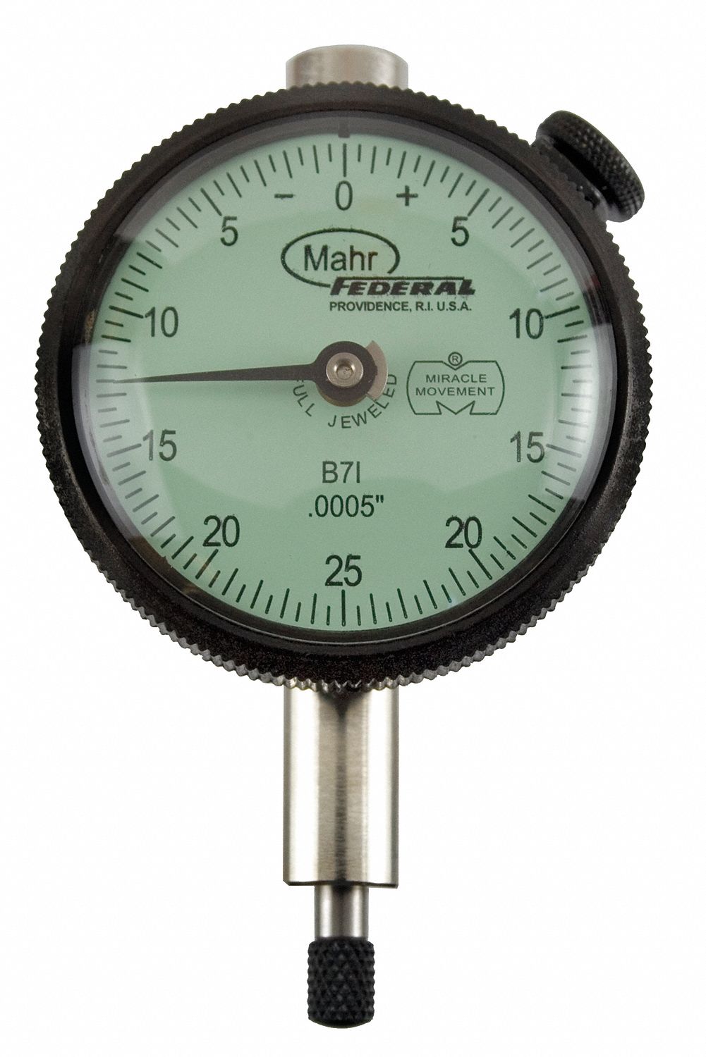 MAHR Dial Indicator - Lug Back: 0 in to 0.125 in Range, Balanced Reading, 0-25-0 Dial Reading ...