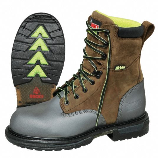 11, W, Men's, Brown w/Hi-Visibility Accents, Steel Toe Type, 1 PR ...