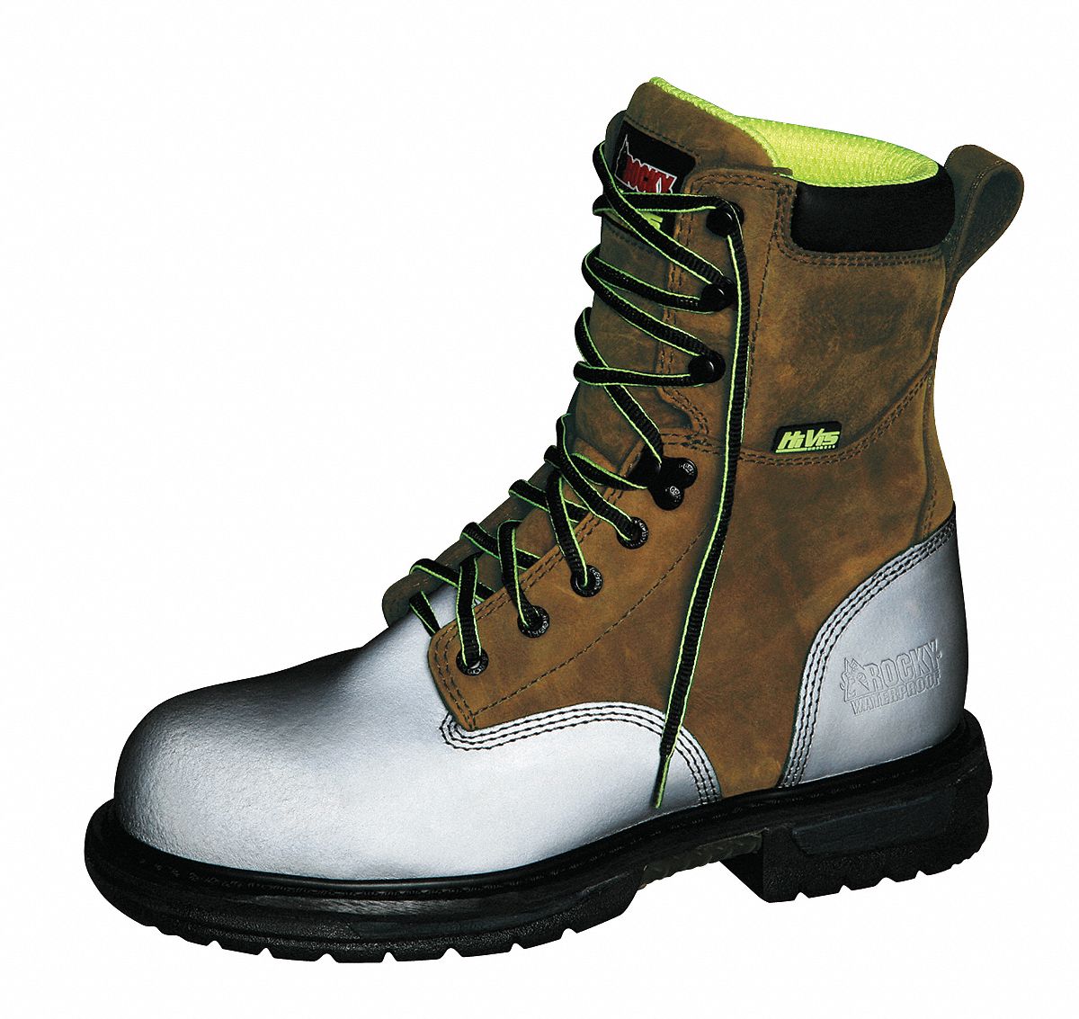 10, W, Men's, Brown w/Hi-Visibility Accents, Steel Toe Type, 1 PR ...