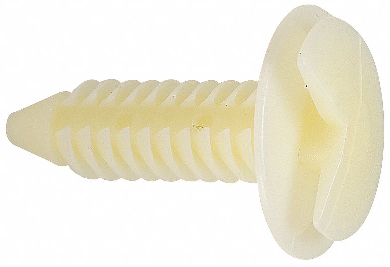 Metric, Ribbed, Push-In Rivet,White,Dome,1" L,PK100 - 5RKT9|5RKT9 ...