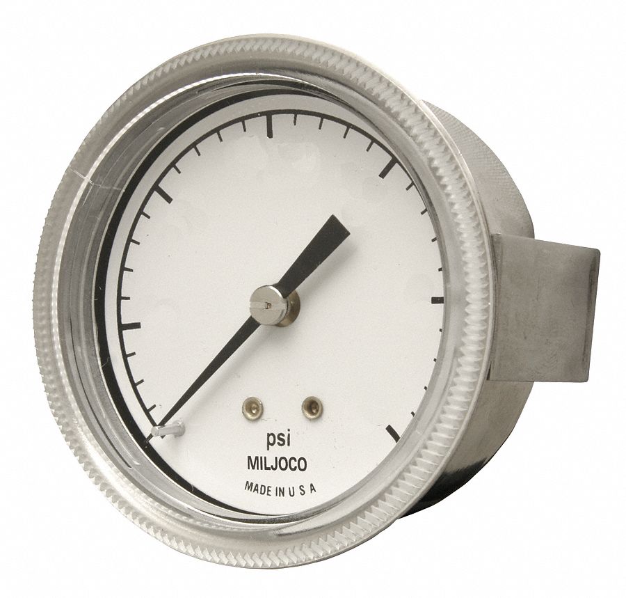 MILJOCO Manómetro, Caratula de 2", Conexión 1/4" MNPT, Rango Primario 0 ...