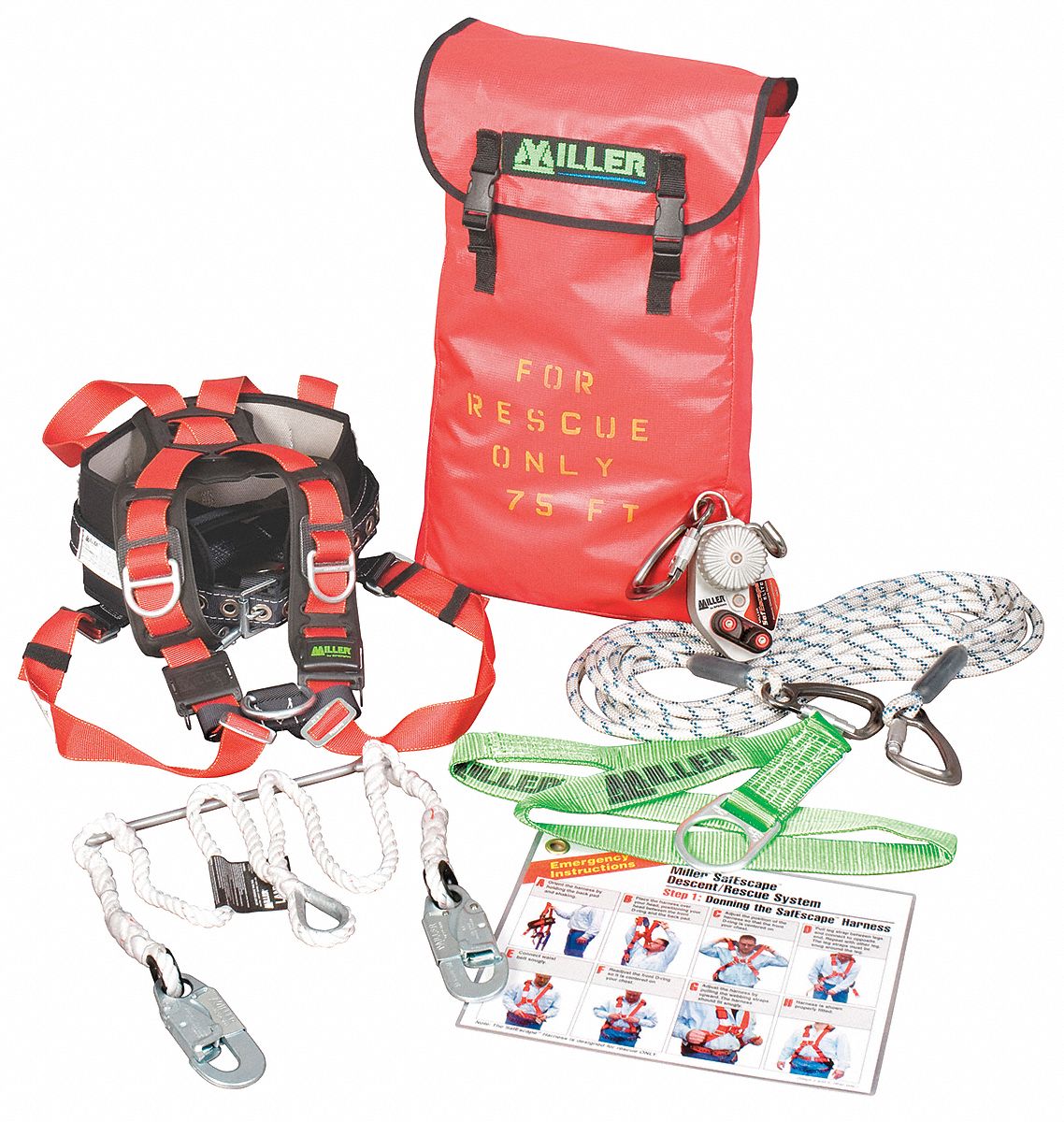 HONEYWELL MILLER Rescue and Descent System, 300 ft Length, 330 lb ...