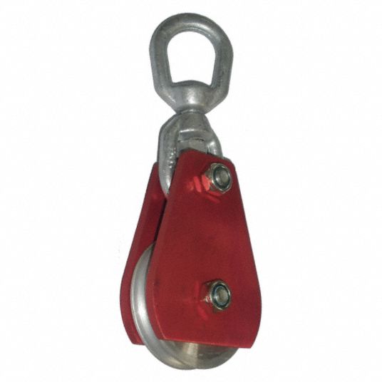 Pulley Block, Swivel Eye, Designed For Synthetic Rope, 4 in Sheave ...