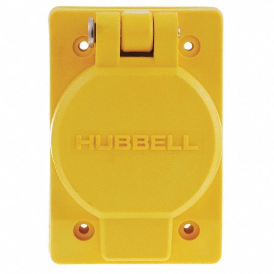 Yellow Watertight Receptacle with Cover, 20 Amps, 277V AC Voltage, NEMA ...